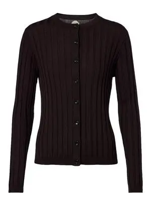Jardin Des Orangers Ribbed Virgin Wool Cardigan - Brown