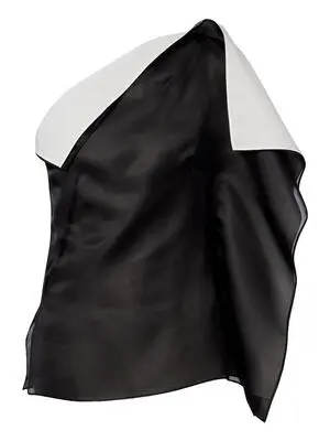 RÓHE Draped One-shoulder Silk Top - Black