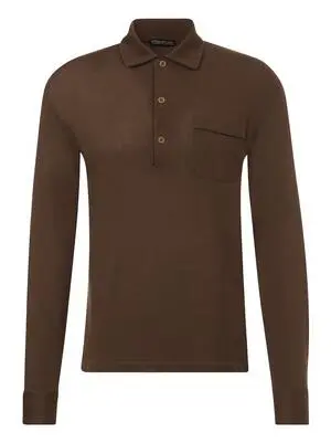 TOM FORD Silk And Cotton Piqué Polo Shirt - Brown