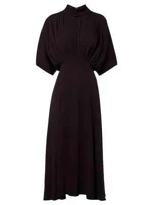 Agnona Gathered Midi Dress - Brown
