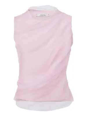 Dorothee Schumacher Layered Draped Jersey And Tulle Top - Pink