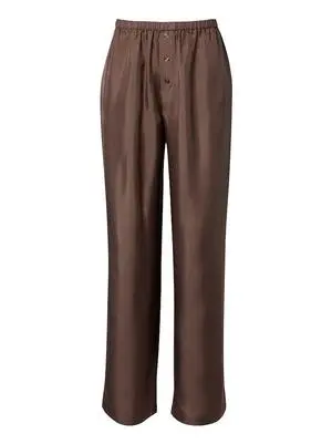 RÓHE Silk Satin Wide-leg Pants - Brown