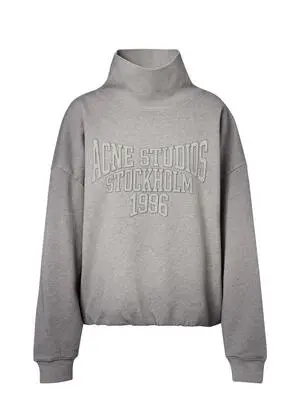 Acne Studios Logo Cotton Fleece Sweatshirt - Grey