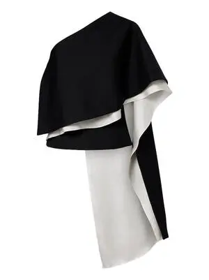 RÓHE One-shoulder Cape Effect Top - Black