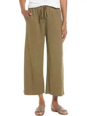 Eileen Fisher Hemp & Organic Cotton Wide Leg Pants - Olive