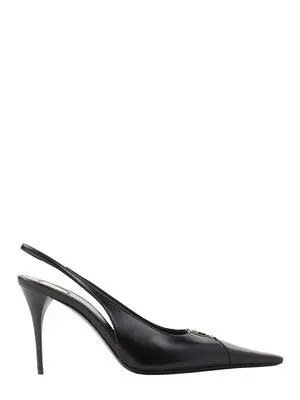 Saint Laurent Babylone Leather Slingback Pumps - Black