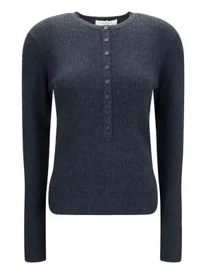 LISA YANG LISA YANG Airi Henley Sweater In Cotton And Cashmere