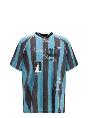 Palm Angels Striped Graphic T-shirt - Blue