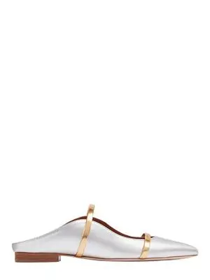 MALONE SOULIERS Maureen Metallic Leather Mules - Silver