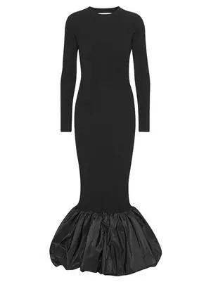 ROTATE BY BIRGER CHRISTENSEN Knit Open Back Maxi Dress With Ruffled Hem - Black