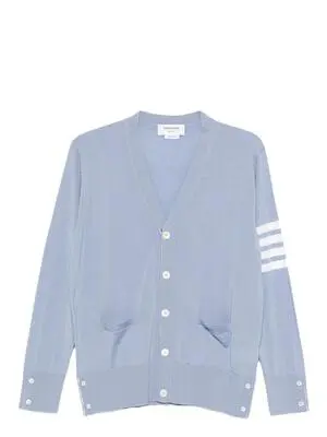 Thom Browne THOM BROWNE V-Neck Cardigan With Sleeve Stripes Blue