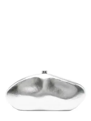 Cult Gaia Metallic Effect Pebble Clutch - Silver