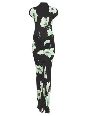 Alaïa Draped Printed Jersey Maxi Dress - Multicolor
