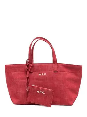 A.p.c. Cotton Tote Bag With Top Handles And Zip Fastening - Red
