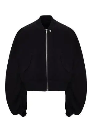 Rick Owens RICK OWENS Cropped Bomber Jacket With Voluminous Sleeves In Black Wool Black