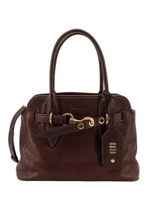 Miu Miu Aventure Leather Handbag With Embossed Logo - Multicolor