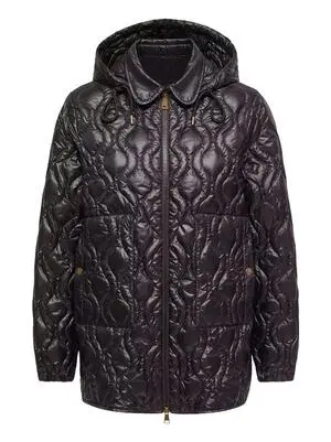 Moncler Midi Balette Down Jacket With Geometric Quilting - Black