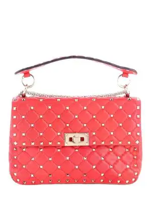 Valentino Garavani Valentino Garavani Rockstud Spike Flap Quilted Leather Medium Crossbody Bag Red