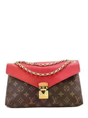 LOUIS VUITTON Pallas Chain Monogram Canvas And Calfskin Shoulder Bag - Brown