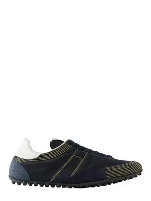 MAISON MARGIELA Leather And Suede-trimmed Cotton-twill Sneakers - Black