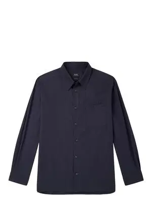 A.p.c. Malo Logo-embroidered Organic Cotton-poplin Shirt - Blue