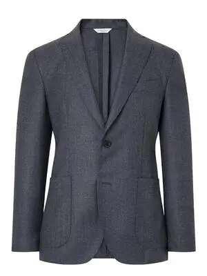 Boglioli Double-breasted Herringbone Virgin Wool Blazer - Gray
