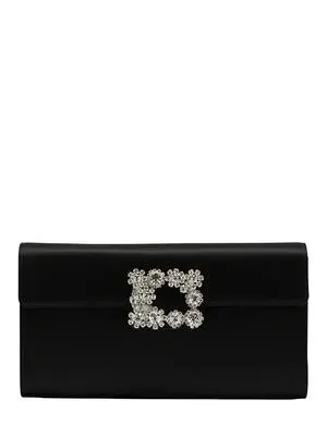 ROGER VIVIER Embellished Satin Clutch Bag - Black