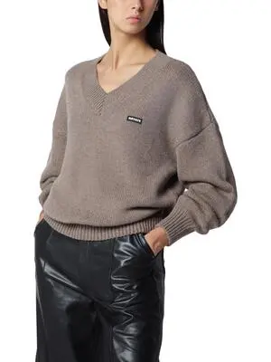 ROTATE BY BIRGER CHRISTENSEN Wool And Cashmere V-neck Sweater - Gray