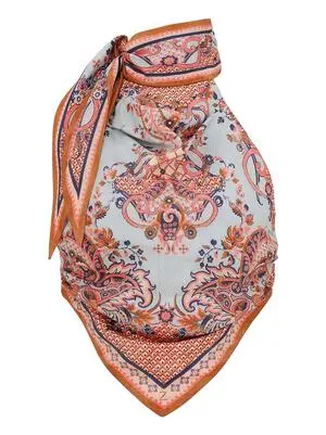 Zimmermann Aster Silk Halter Neck Crop Top - Multicolor