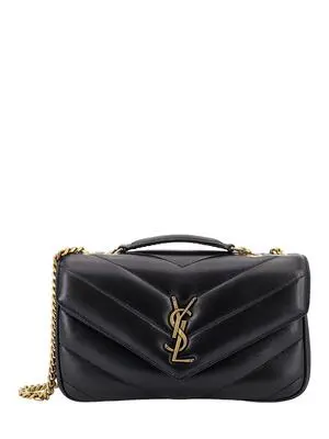 Saint Laurent Loulou Leather Shoulder Bag With Metal Cassandre Logo - Multicolor
