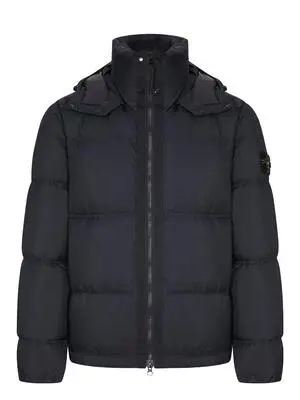 Stone Island Padded Down Jacket With Detachable Hood - Black