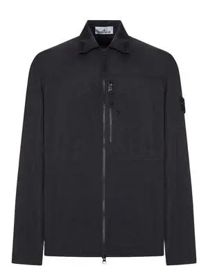 Stone Island Nylon Overshirt With Badge - Black