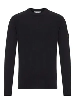 Stone Island STONE ISLAND Lightweight Pure Wool Crew Neck Sweater Black