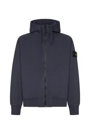 Stone Island Cotton Jersey Zip-up Hoodie - Blue