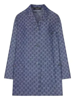 Gucci Gg Jacquard Cotton Denim Jacket - Blue