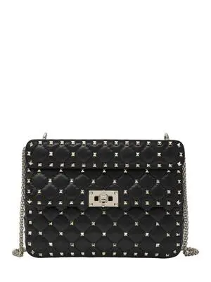 Valentino Garavani Medium Rockstud Spike Bag In Nappa Leather - Black