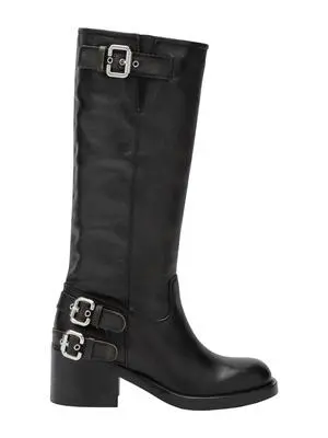 Chloé Dakota Knee-high Biker Boots In Leather - Black