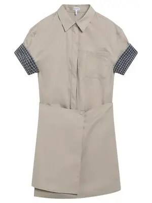 Loewe Short Cotton And Silk Gabardine Wrap Dress - Cream