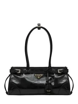 Prada Bonnie Medium Handbag In Calfskin Leather - Black
