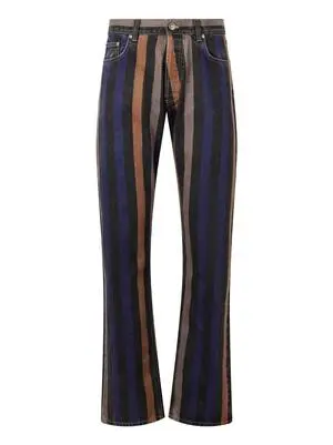 Versace Straight-leg Striped Jeans - Navy