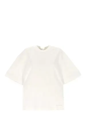 Carven Off-white Short Sleeve Blouse With Back Bow Detail - Cream