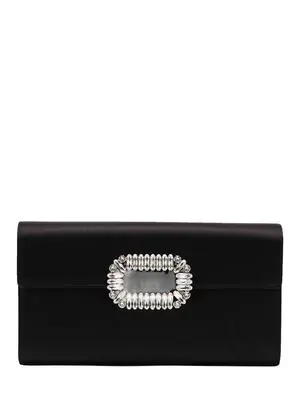 ROGER VIVIER Satin Pochette With Embellished Buckle - Black