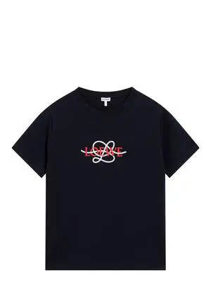 Loewe LOEWE Cotton T-Shirt With Logo Embroidery Blue