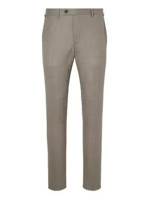 Canali Slim-fit Wool Flannel Trousers - Gray