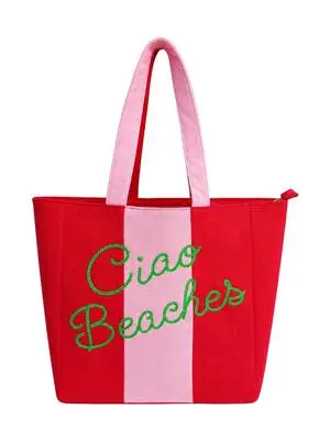 LILLY LOVES Lilly Loves Terry Beach Bag With Embroidery Red