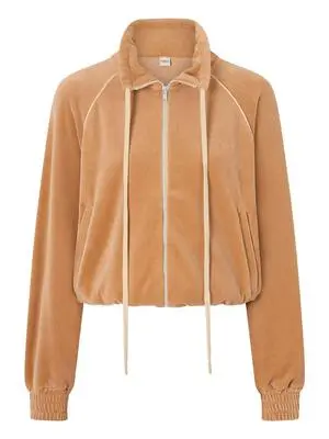 Chloé Logo-embroidered Cotton-blend Velvet Cropped Sweater - Brown