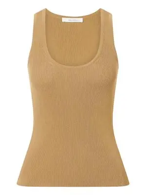 Max Mara Ribbed Knit Scoop Neck Tank - Green