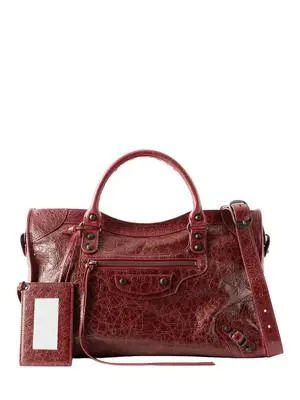 Balenciaga Balenciaga Le City Crinkled-Leather Shoulder Bag Red