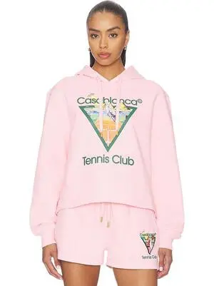 Casablanca Tennis Club Cropped Hoodie - Pink Loopback
