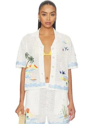 Casablanca Crochet Beach Shirt - Oasis